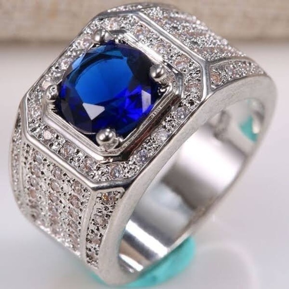 Jewelry | Mens Vintage Ring Sapphire Blue Gemstone 925 | Poshmark